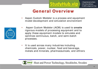 Aspen Custom Modeler Overview | PDF