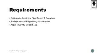 Aspen Plus - Bootcamp - 12 Case Studies (1 of 2) (Slideshare) | PPTX