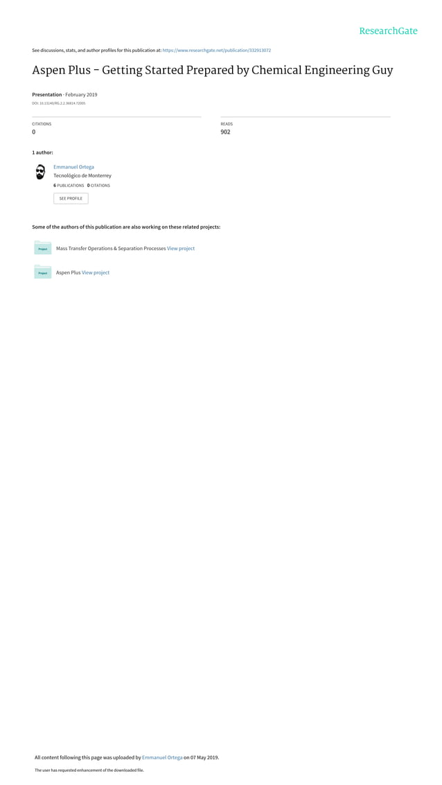 Aspen plus gettingstartedfreecourse | PDF | Chemistry | Science