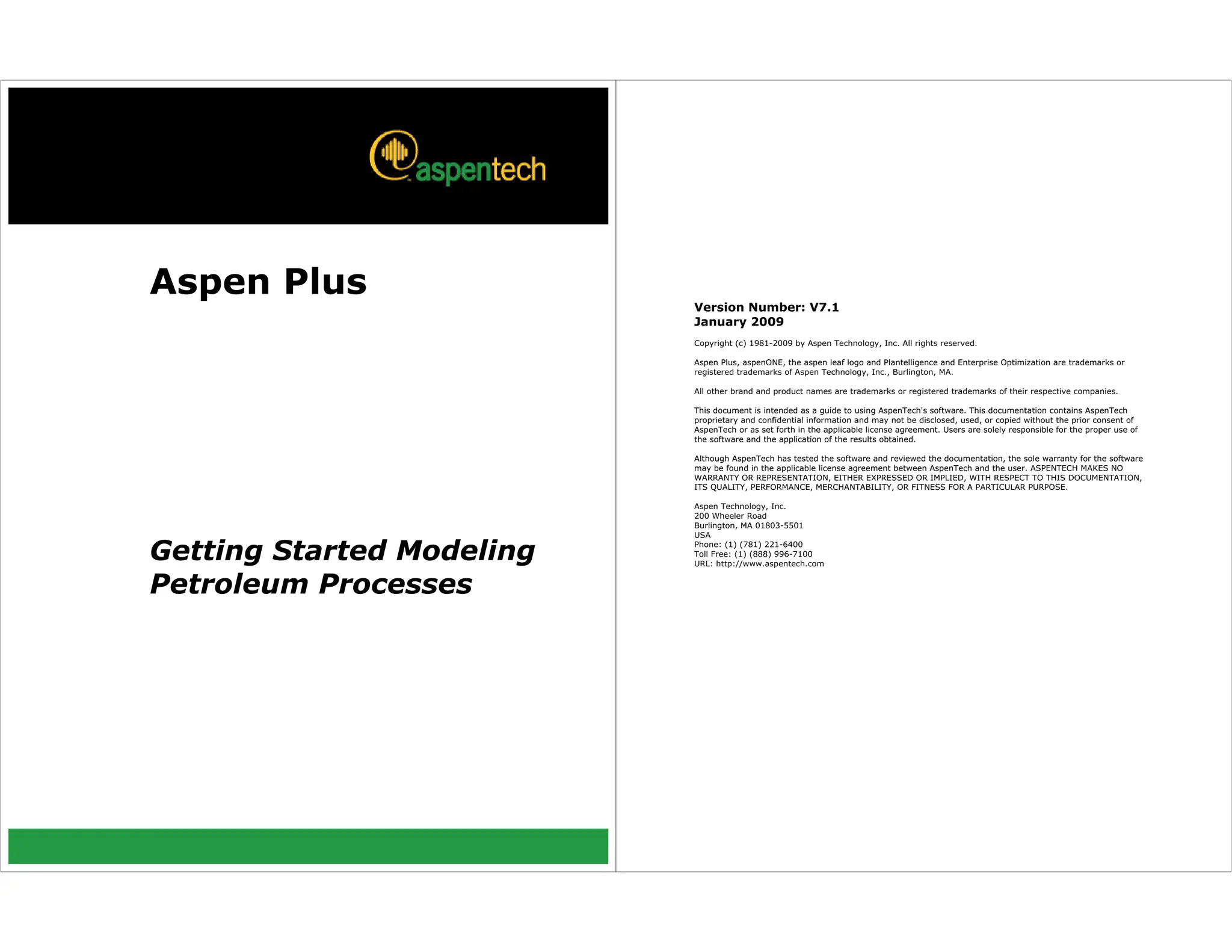 AspenPlusPetroleumV7_1-Start.pdf | Chemistry | Science