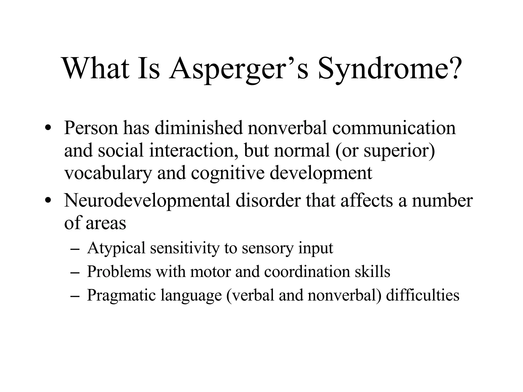 Asperger S Syndrome | PPT
