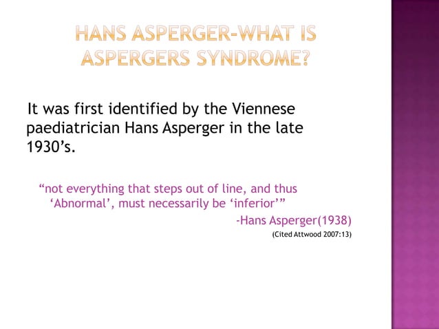 Aspergers syndrome presentation | PPT