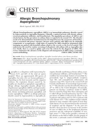 Aspergilose broncopulmonar alergica revisão do chest 2009 | PDF