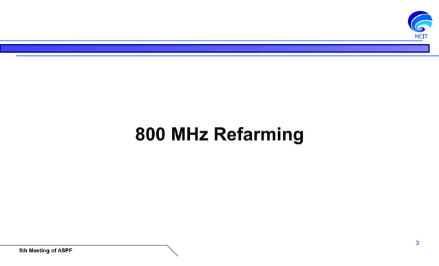 ASPF-5 Indonesia Update on 800 and 1800 MHz 2G Refarming | PPT