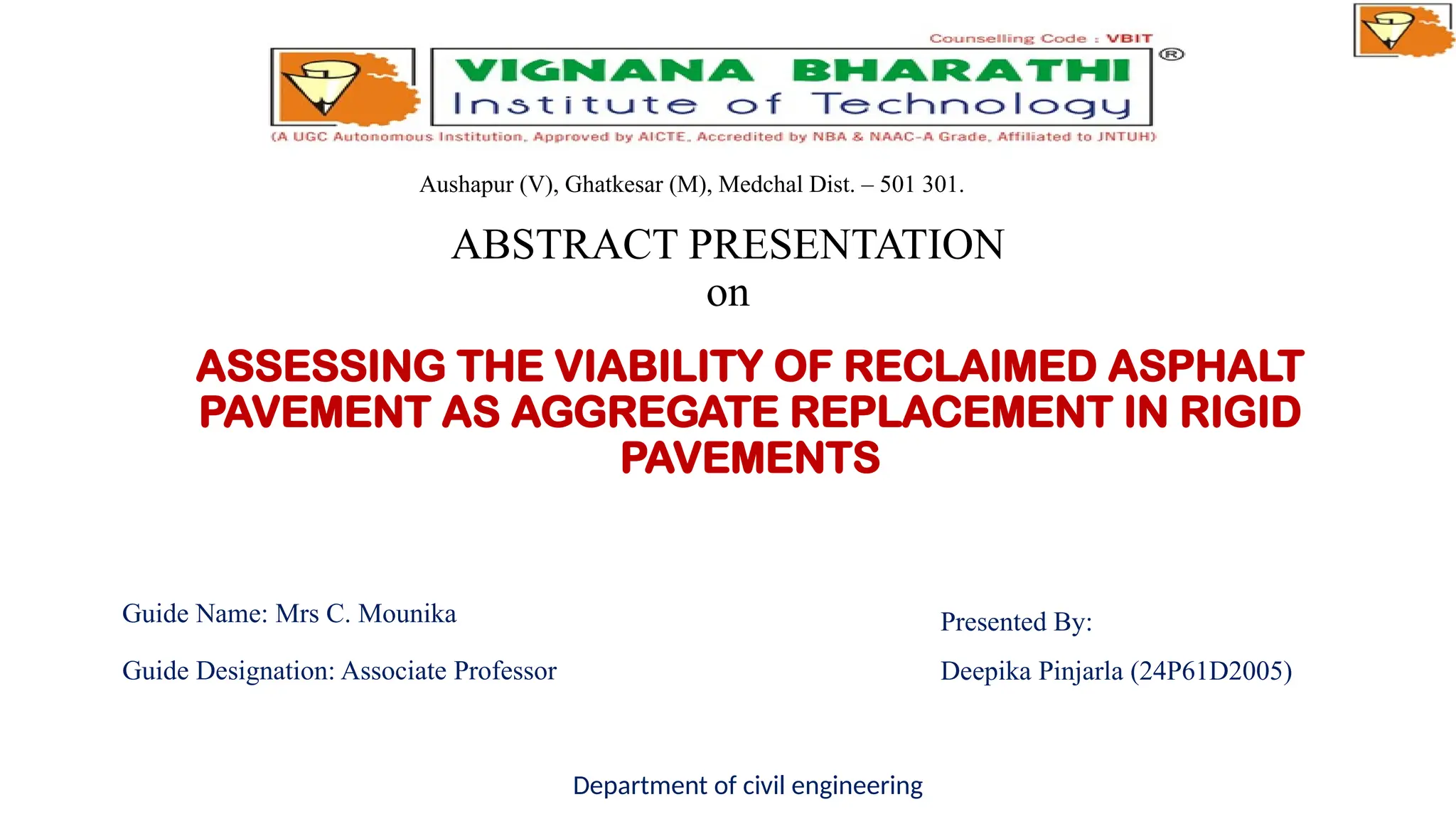 ASPHALT PAVEMENT AS AGGREGATE REPLACEMENT | PPTX