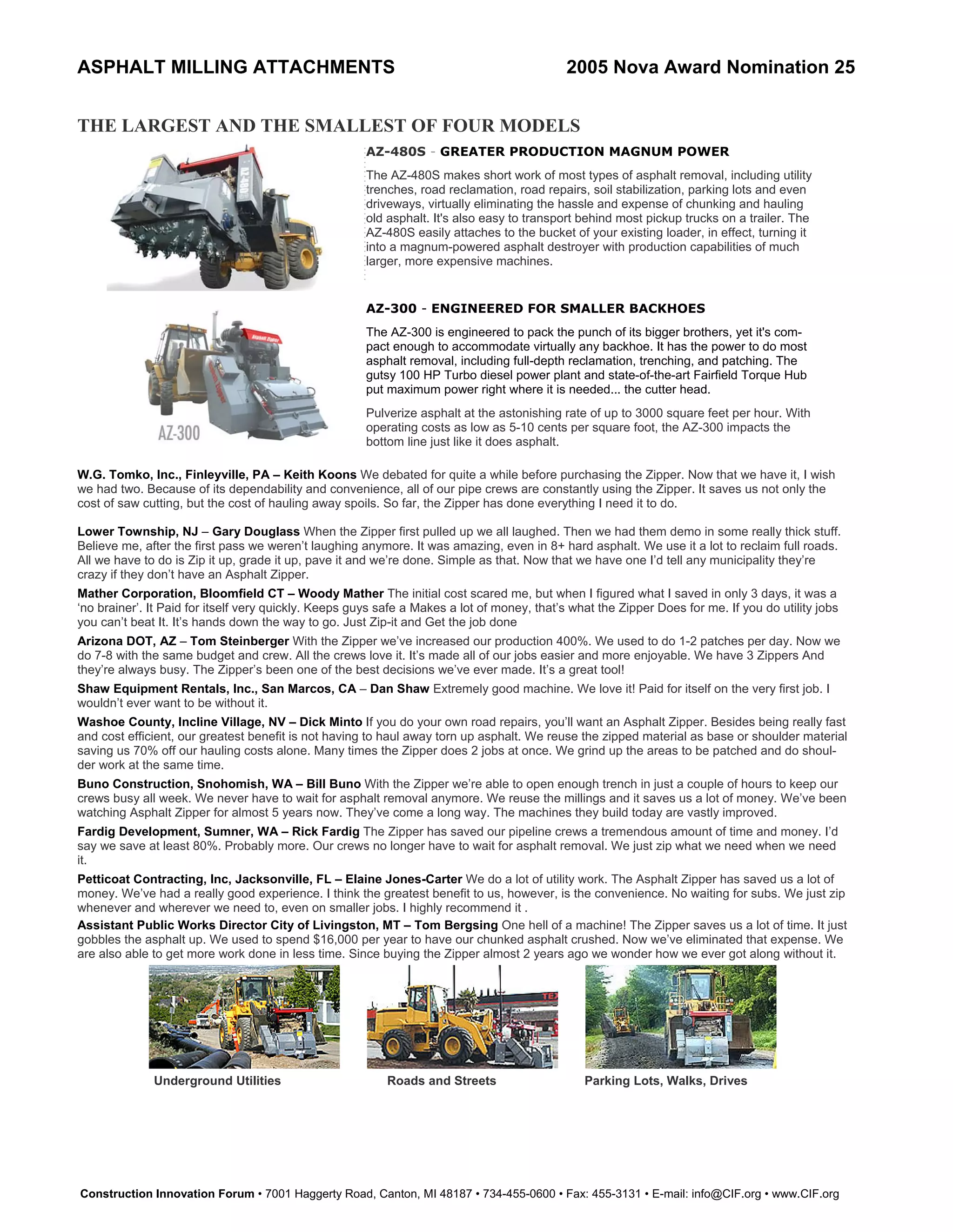 Asphalt zipper Wins Nova Award | PDF