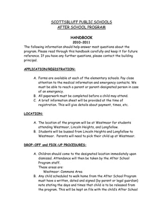 After School Program Handbook | PDF