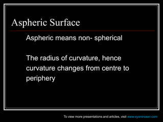 Aspheric optics at www.eyenirvaan.com