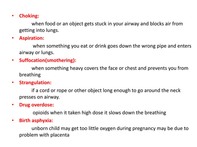 Asphyxia | PPTX | First Aid | Injuries