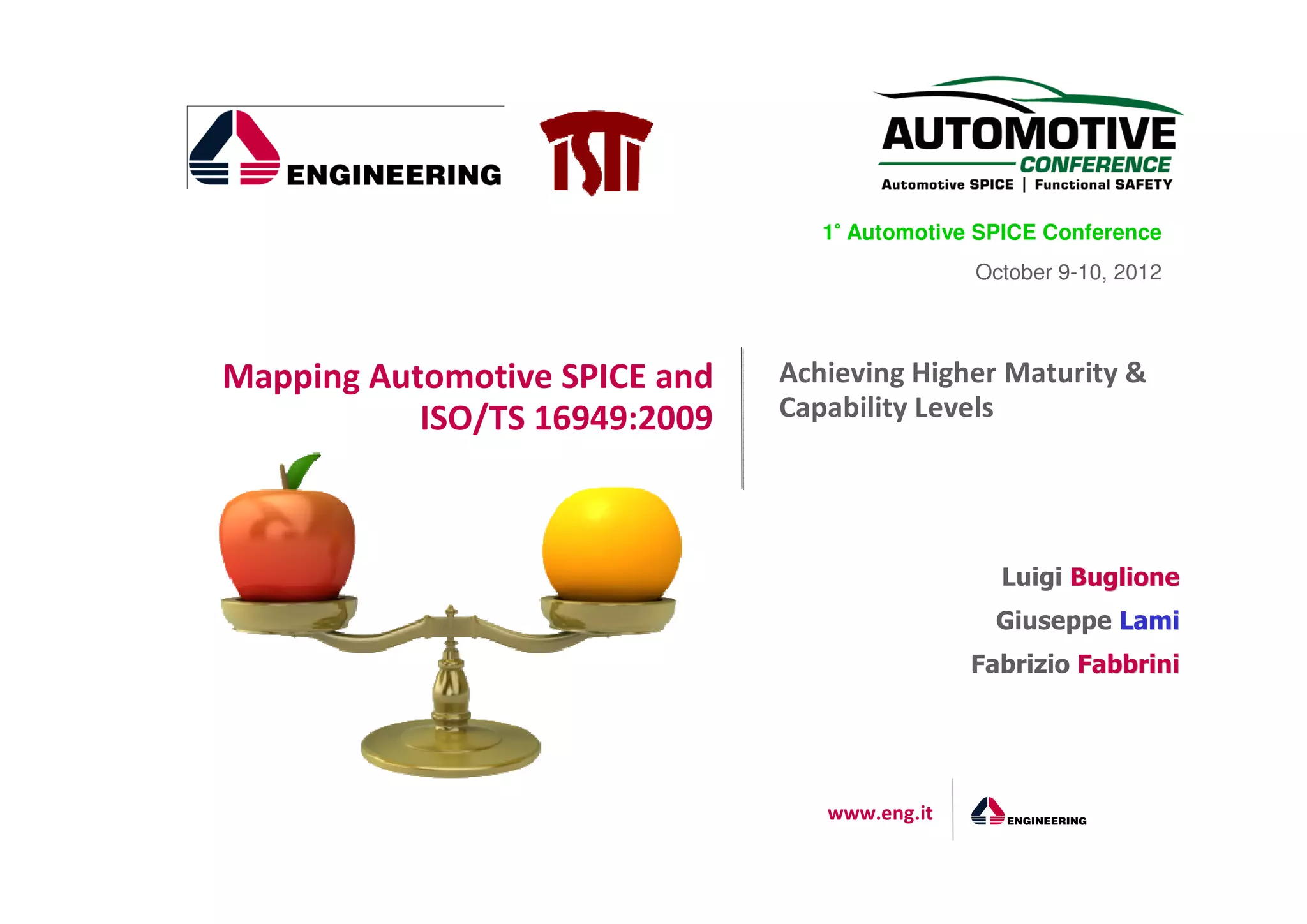 Mapping Automotive SPICE: Achieving Higher Maturity & Capability Levels ...