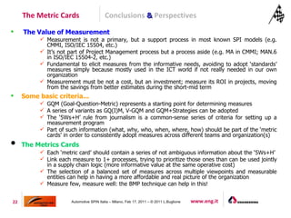 The Metrics Cards. A Balanced Set of Measures ISO/IEC 15504 compliant | PDF