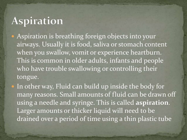 Aspiration & continuous drainage of stomach and | PPTX | Lung and ...