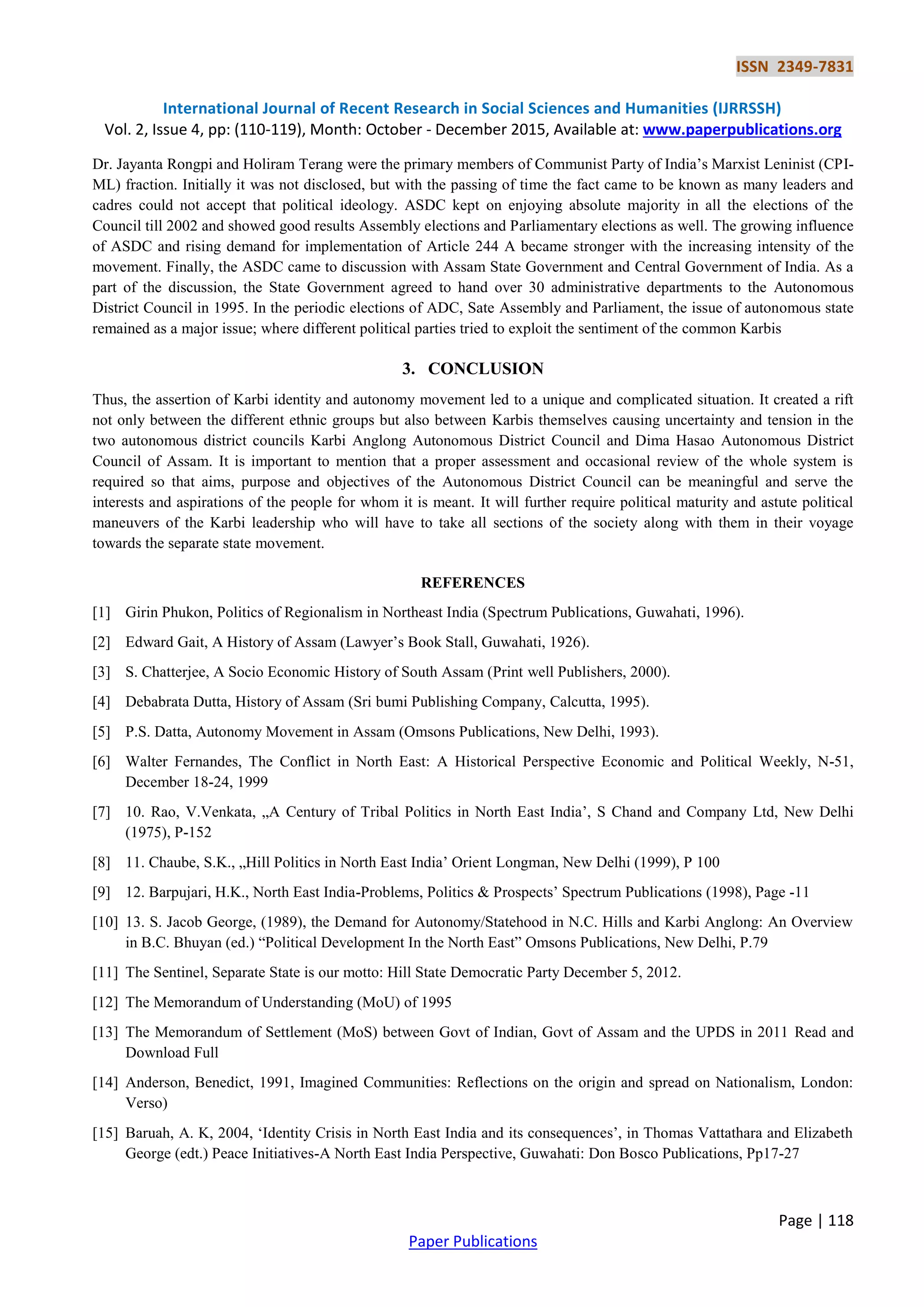 Aspiration for an ‘Ethnic’ Identity: Assessing Autonomy Movement in ...