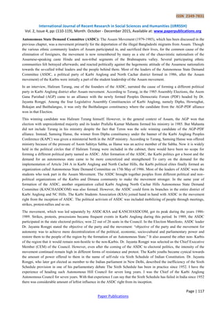 Aspiration for an ‘Ethnic’ Identity: Assessing Autonomy Movement in ...