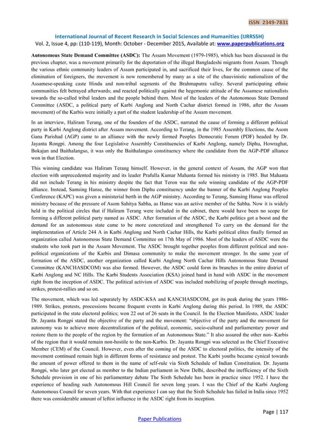 Aspiration for an ‘Ethnic’ Identity: Assessing Autonomy Movement in ...