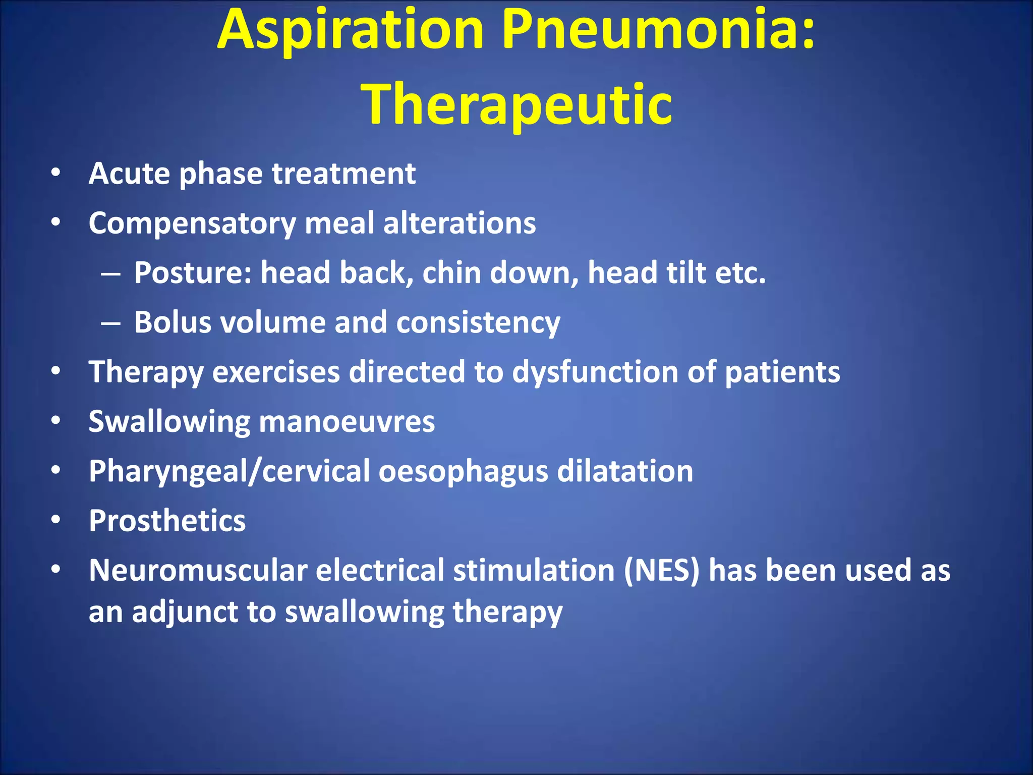 Aspiration pneumonia in head and neck cancer patients | PPTX