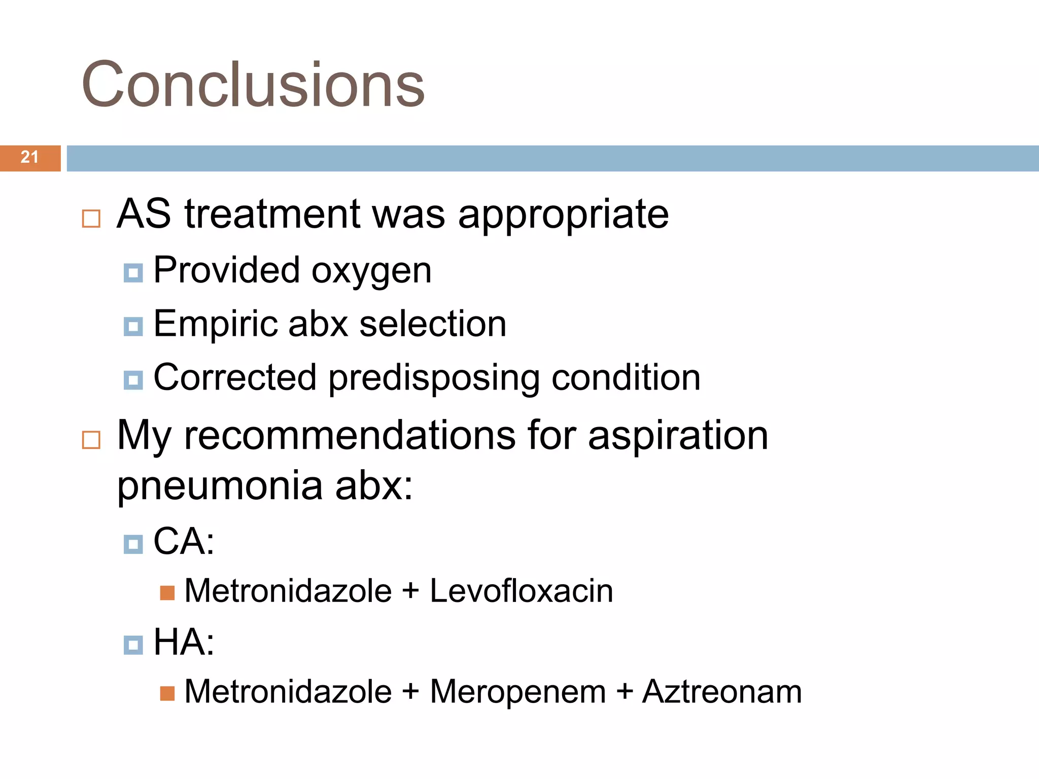 Aspiration Pneumonia General Medicine Rotation 12 15 09 | PPTX