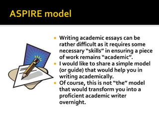 ASPIRE Model for Academic Writing | PPT