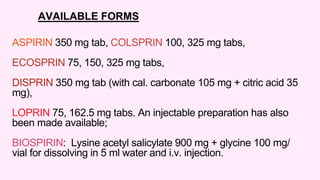 USES ADVERSE EFFECTS AND CONTRAINDISCTIONS ASPIRIN | PPT