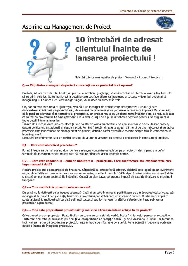 Aspirina cu management de proiect 2015 #4 | PDF