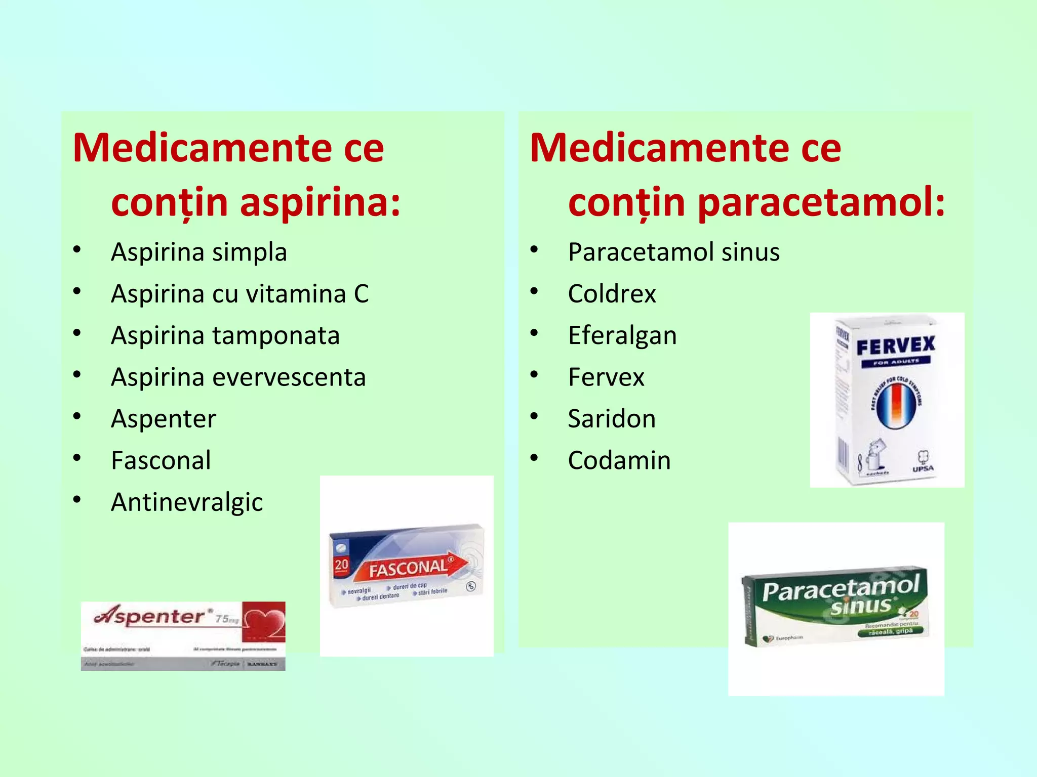 Aspirina si paracetamolul | PPT