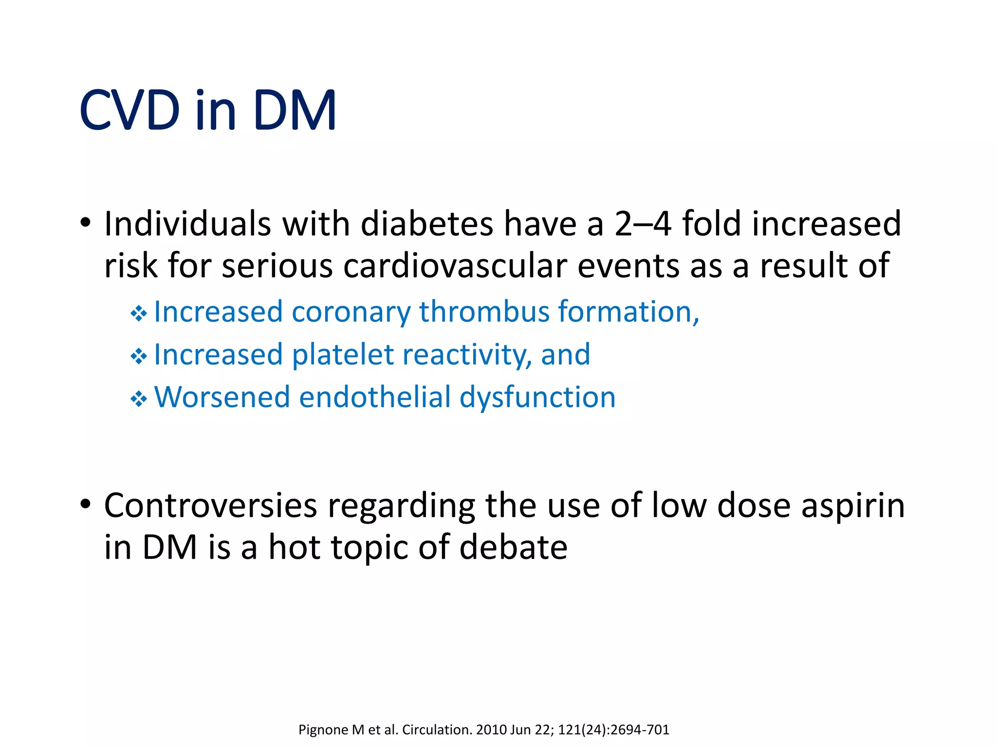 Aspirin for primary prevention in cad in type II DM | PPT