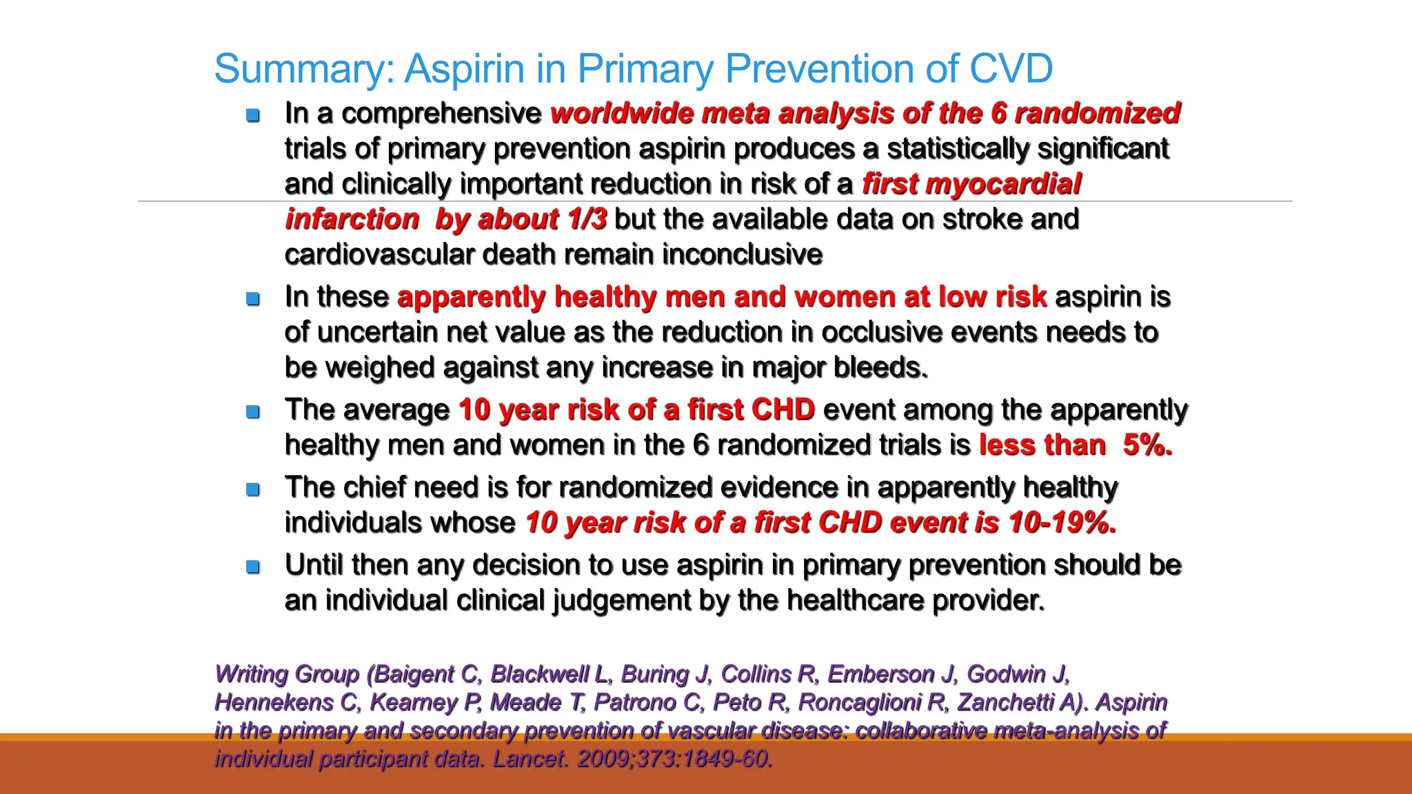 Aspirin in the primary and secondary prevention of vascular diseases ...