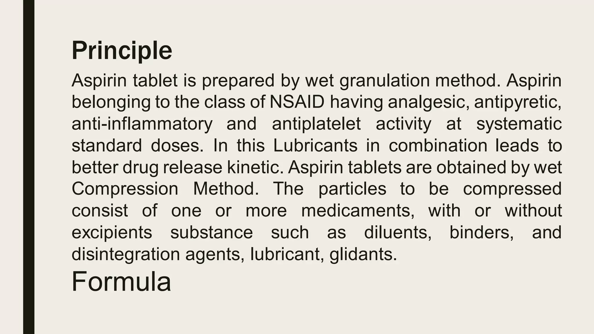 Preparation and Evaluation of Aspirin tablets | DOCX