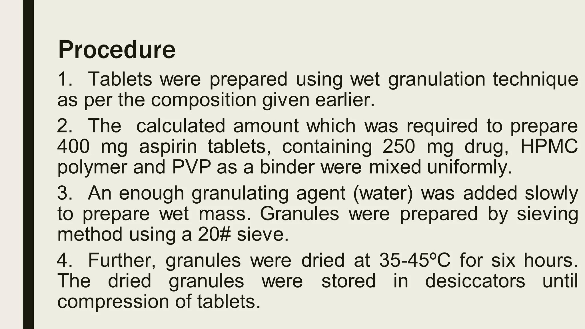 Preparation and Evaluation of Aspirin tablets | DOCX