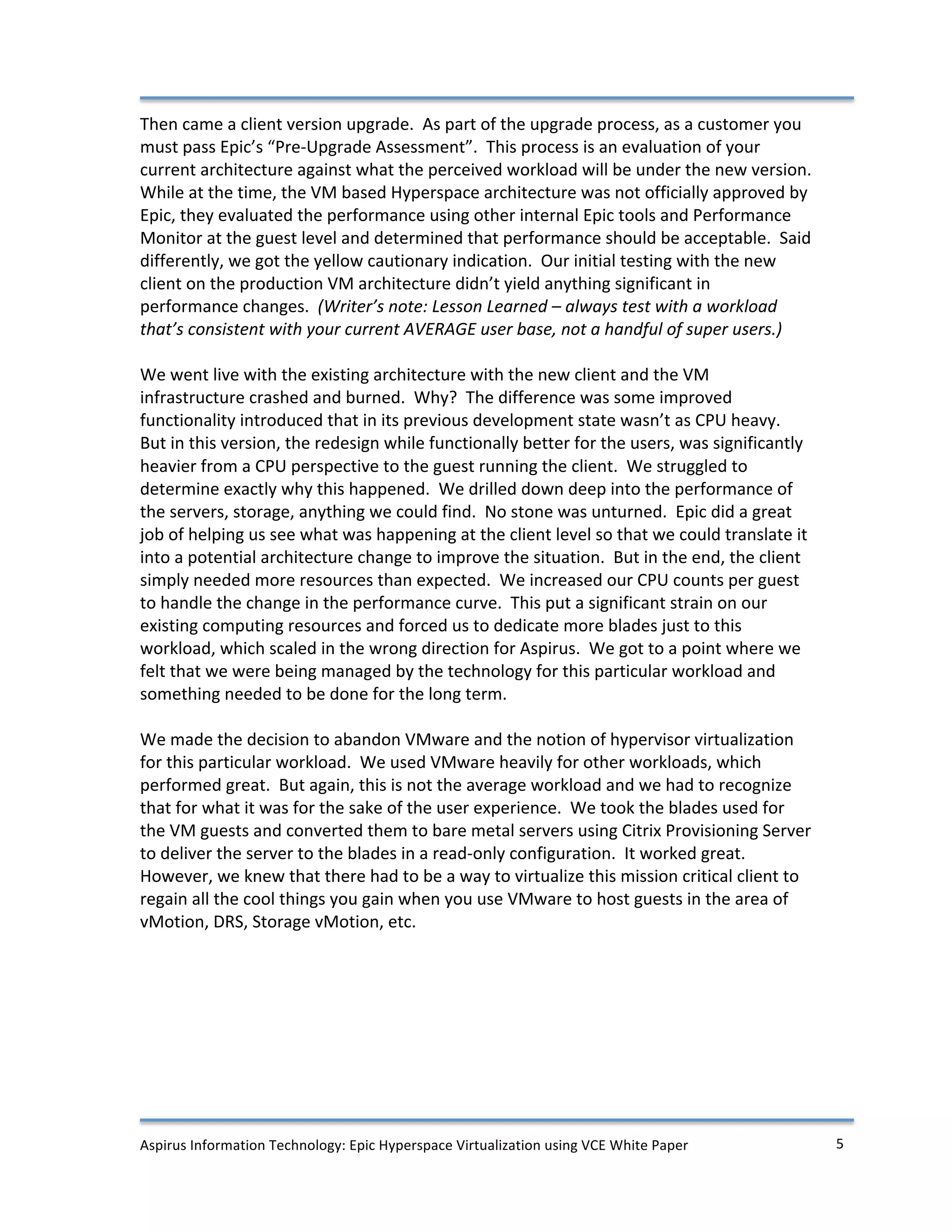 Aspirus Epic Hyperspace VCE Proof of Concept | PDF