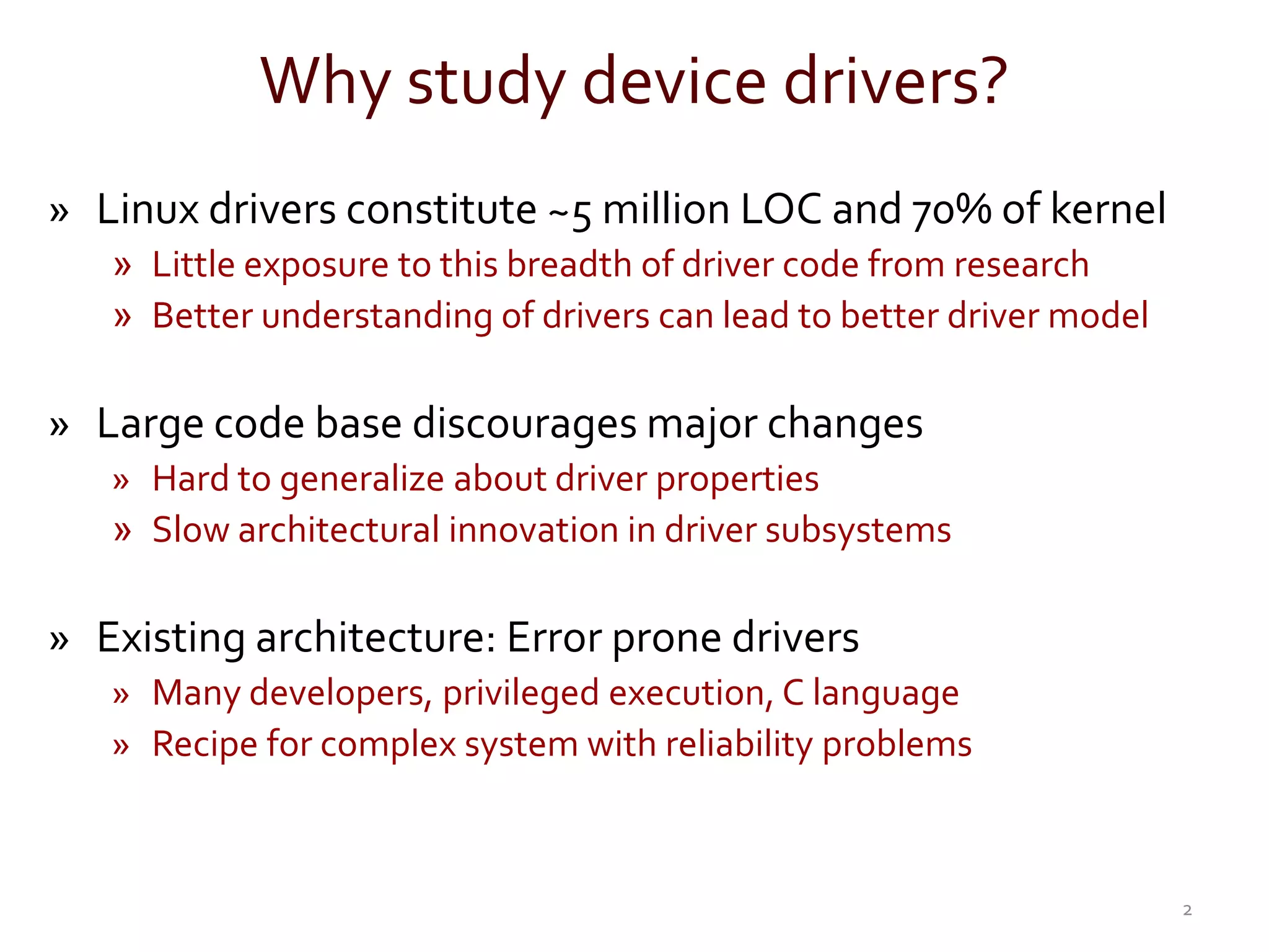 Understanding Modern Device Drivers | PPT