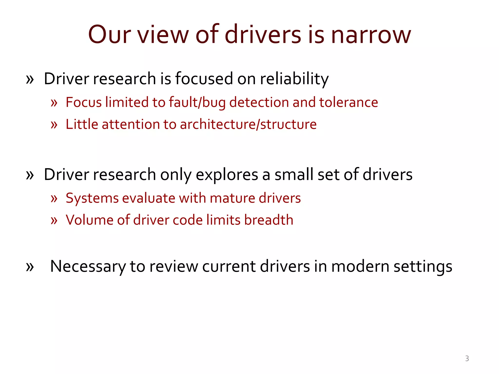 Understanding Modern Device Drivers | PPT
