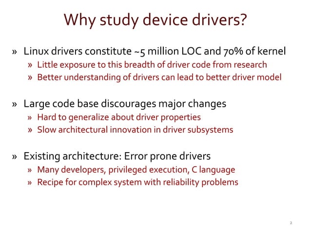 Understanding Modern Device Drivers | PPT