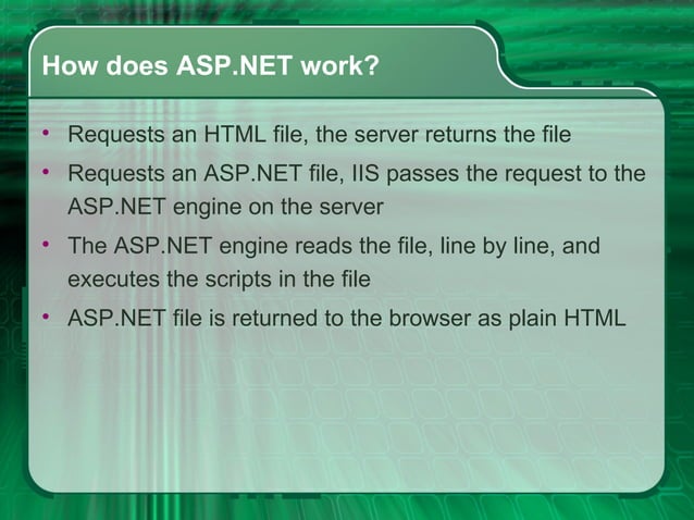 ASP.NET Tutorial - Presentation 1 | PPT