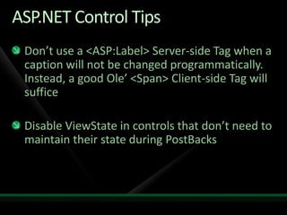 ASP.NET Best Practices - Useful Tips from the Trenches | PPTX