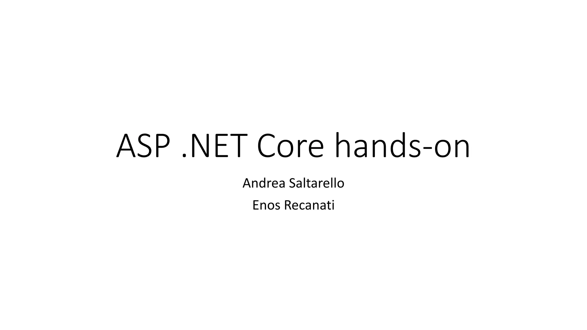ASP .NET Core hands-on | PPT