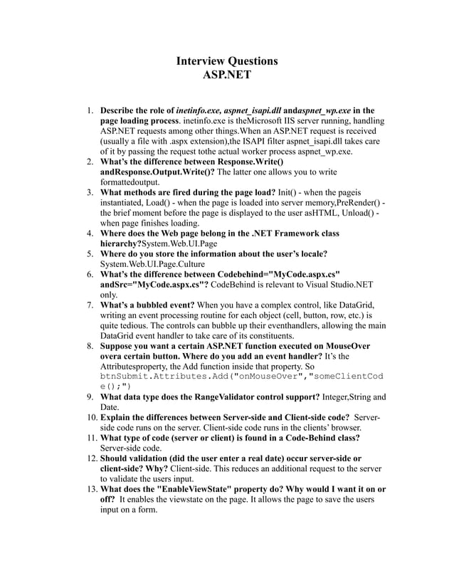 Asp net interview_questions | PDF