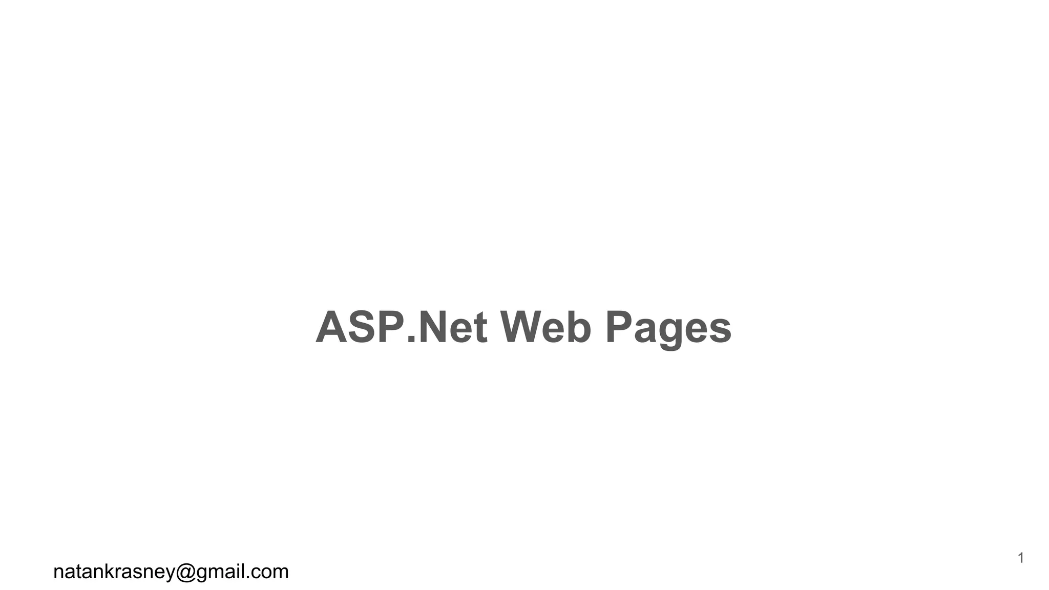 ASP.net Web Pages | PPT