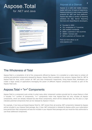 Aspose.Total for .NET and Java Brochure | PDF | Desktop Publishing | Computer Software and ...