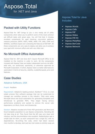 Aspose.Total for .NET and Java Brochure | PDF | Desktop Publishing | Computer Software and ...