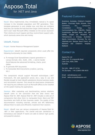 Aspose.Total for .NET and Java Brochure | PDF