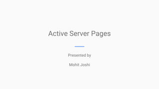 Active Server Page - ( ASP ) | PPT