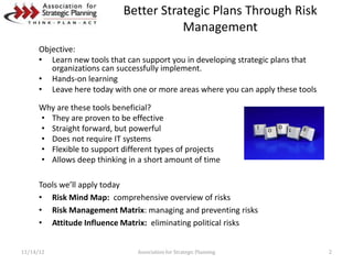 Risky Business: Super Charging Strategic Plans with New Risk Management ...