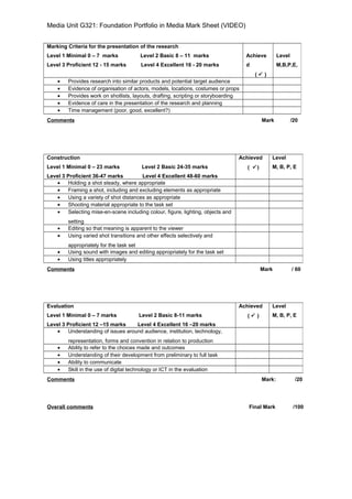 As production mark sheet video | DOC