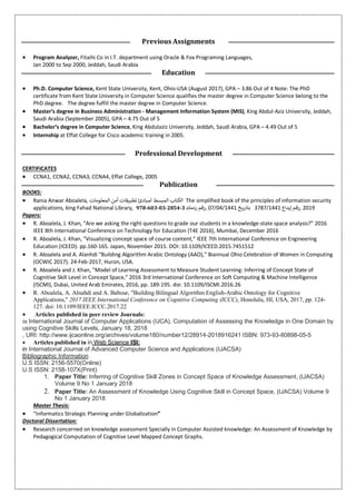 د. رانية أبوالعلا CV 2020 Dr. Rania Aboalela | PDF