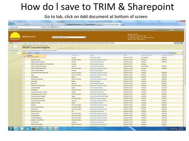 Sharepoint & TRIM integration | PPT