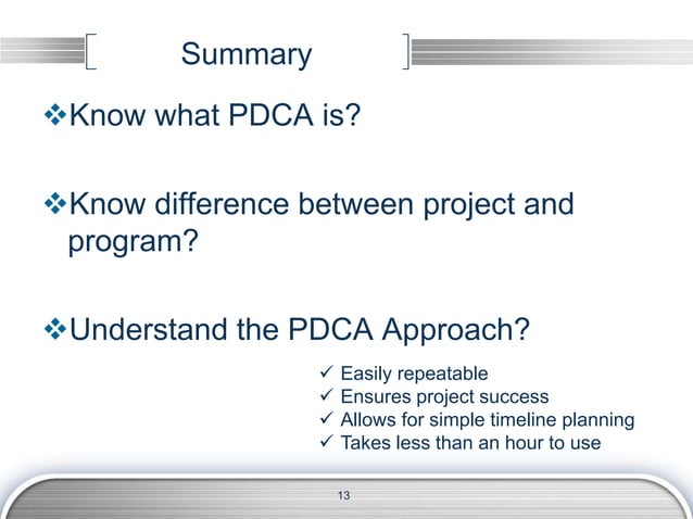 ASQ Keynote Presentation -- PDCA Planning Approach | PPTX | Business ...