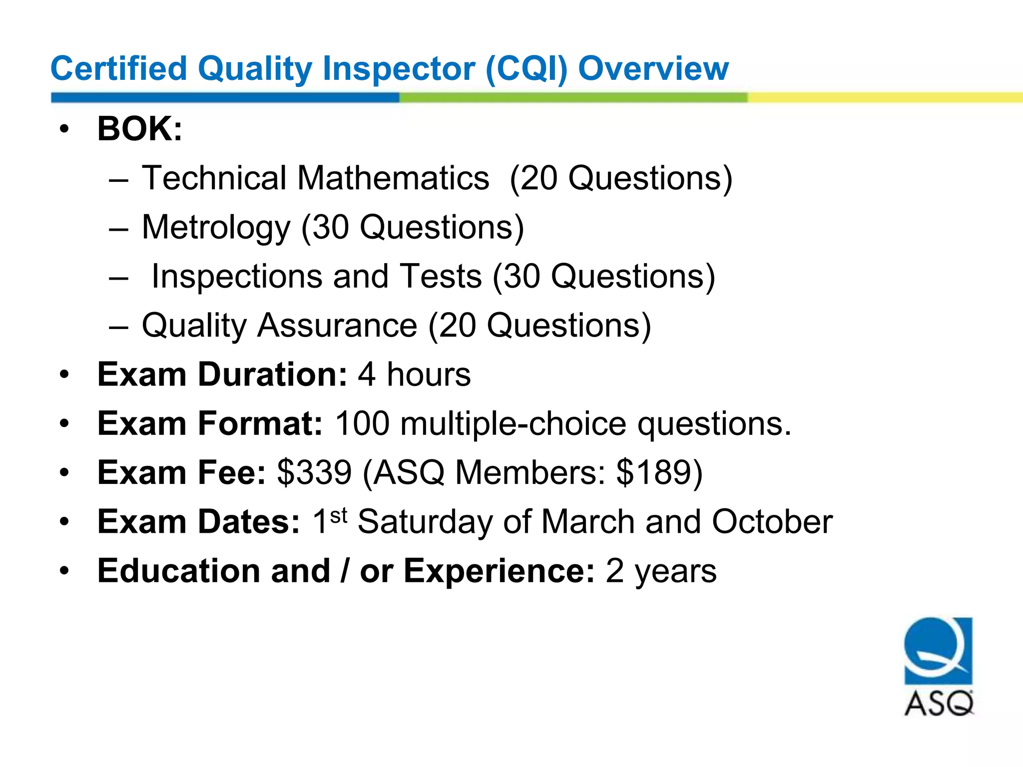 American Society for Quality (ASQ) certifications Overview | PPTX