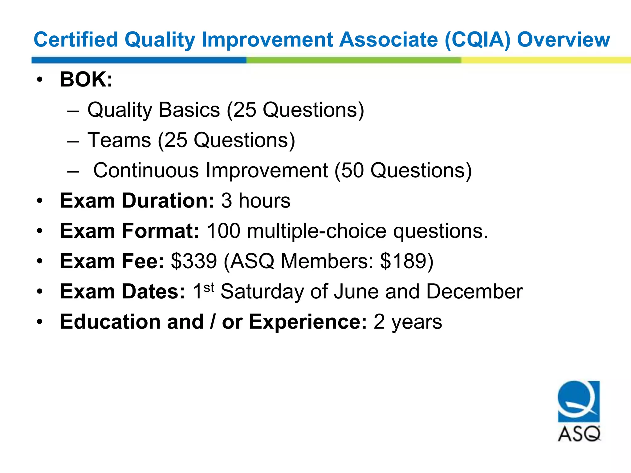 American Society for Quality (ASQ) certifications Overview | PPTX