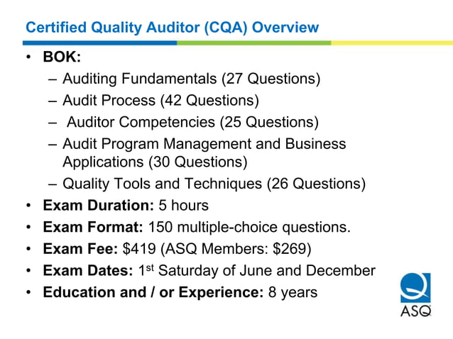 American Society for Quality (ASQ) certifications Overview | PPTX ...